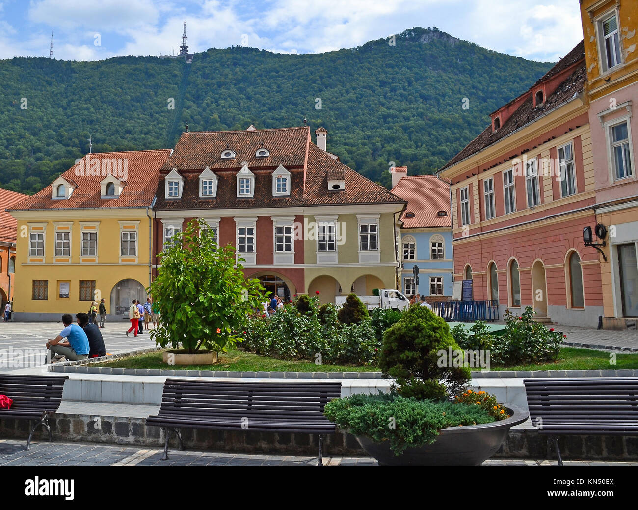 Buildings of Brasov city in Romania Stock Photo - Alamy