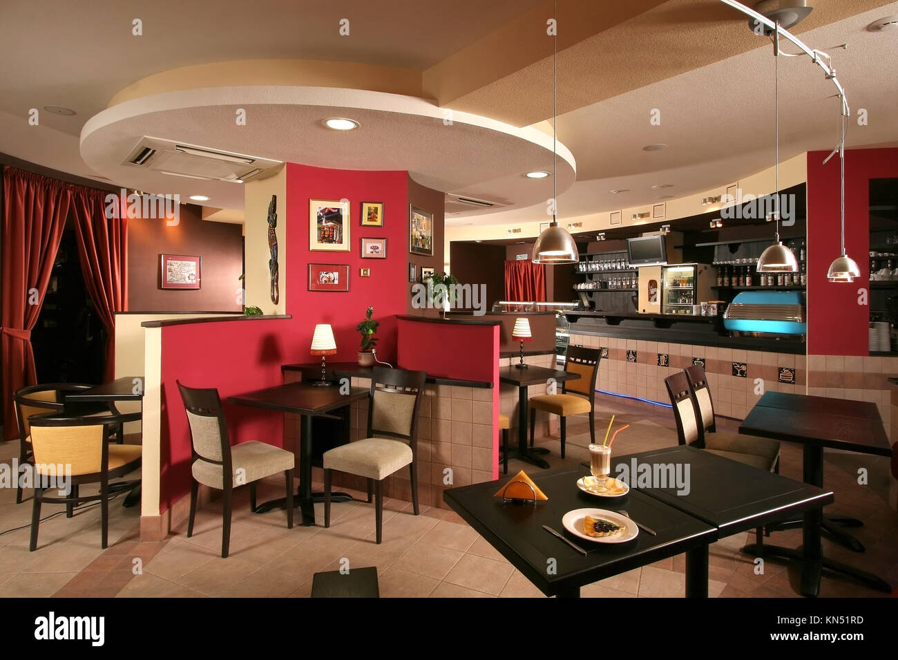 Beautiful interior of modern cafe Stock Photo - Alamy