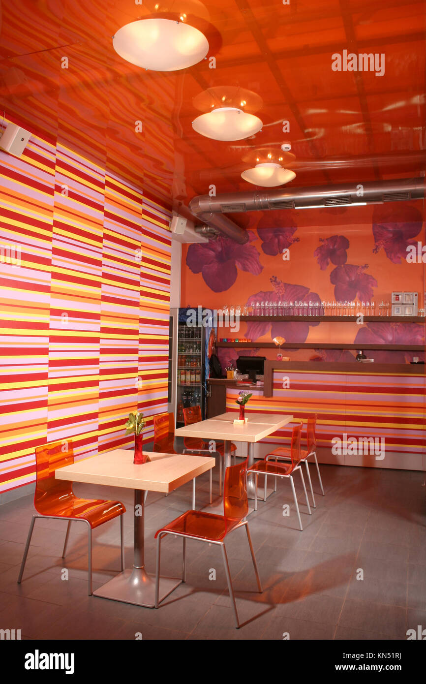 Beautiful interior of modern cafe Stock Photo - Alamy