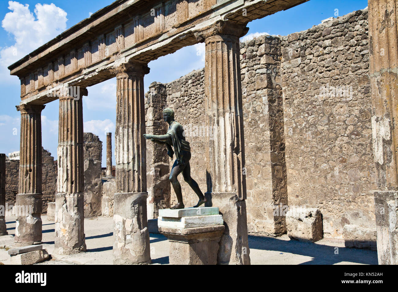 Detail of Pompeii site. The city of was destroyed and completely buried ...