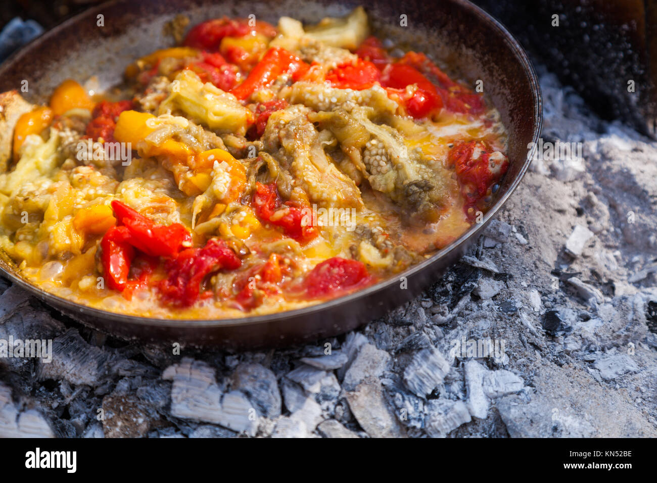 vegetables, stewed on a fire in a frying pan Stock Photo - Alamy