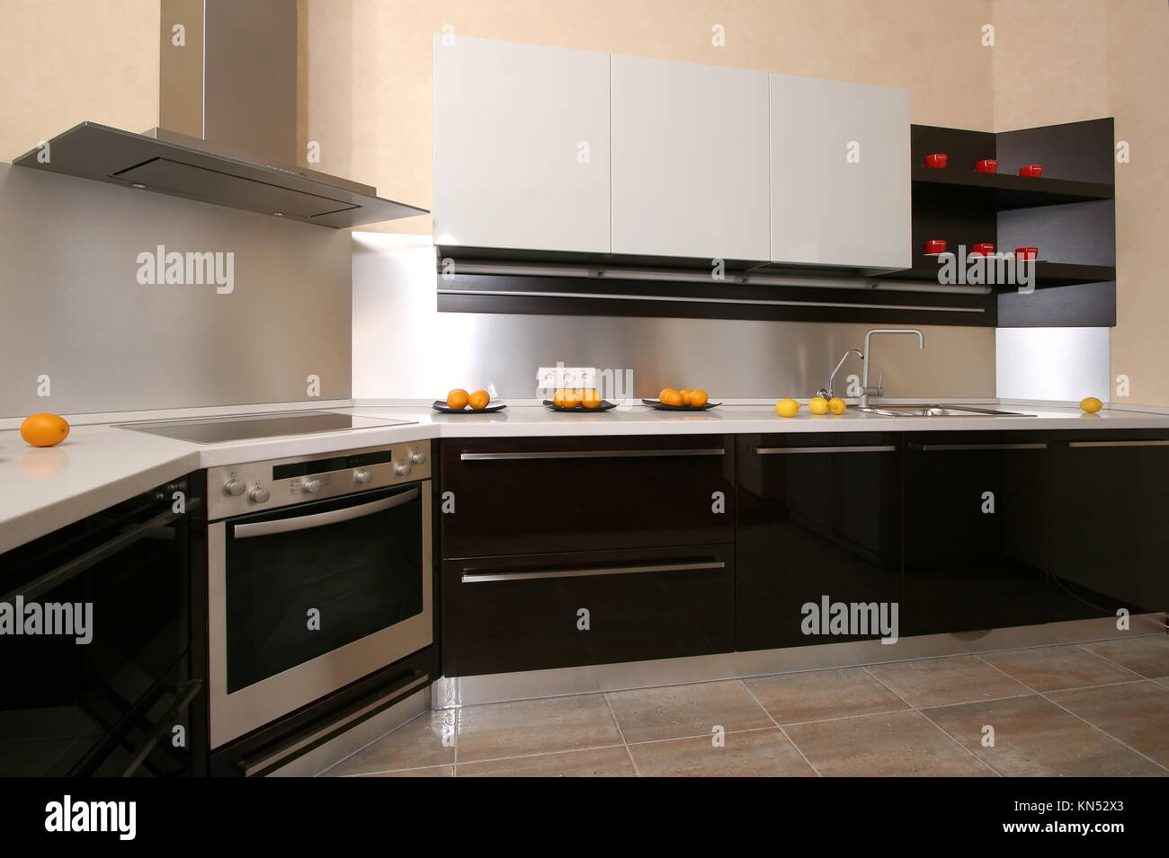 Modern kitchen with the built in home appliances Stock Photo - Alamy