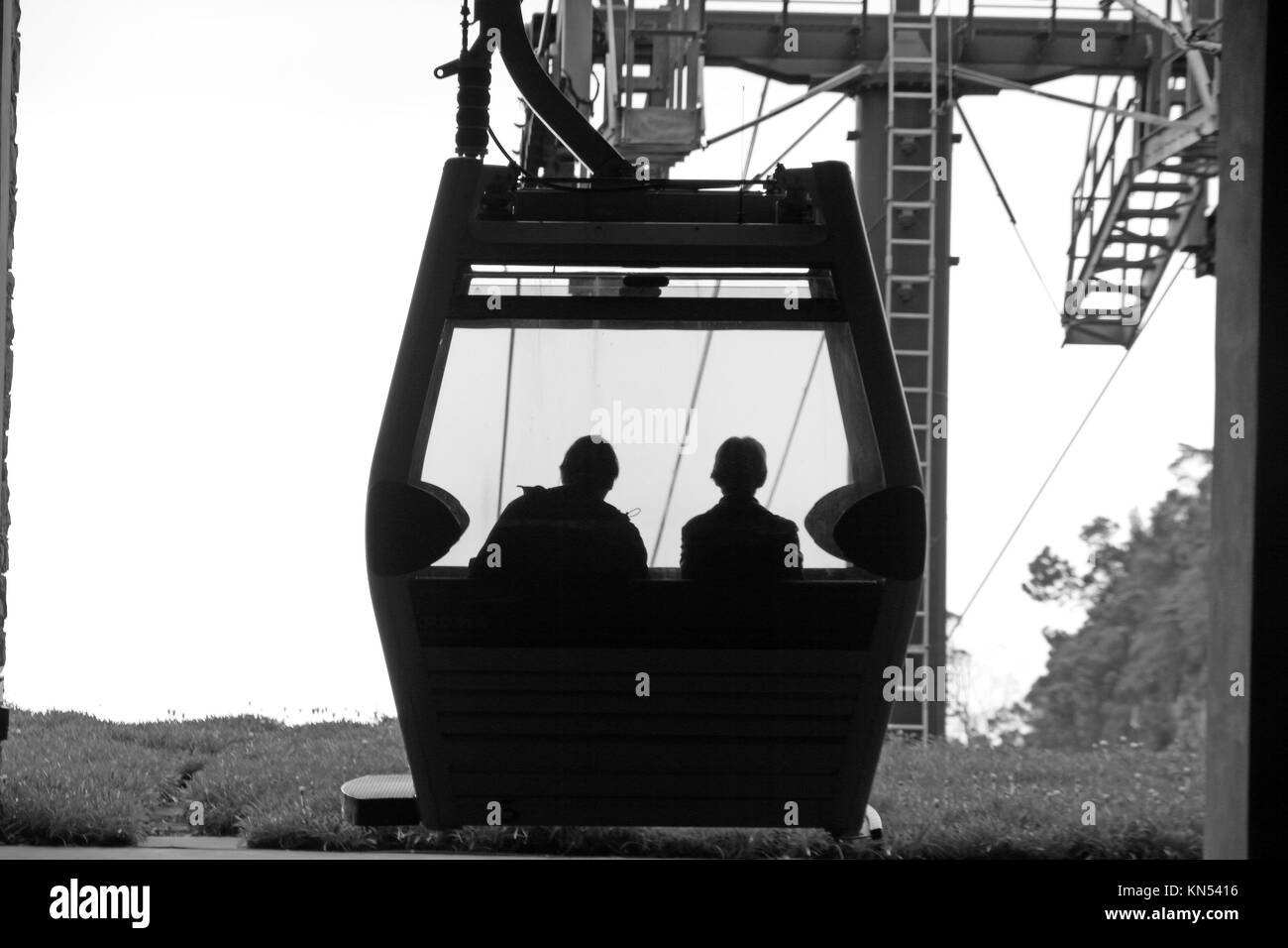 Cable car overhead cable car Black and White Stock Photos & Images - Alamy