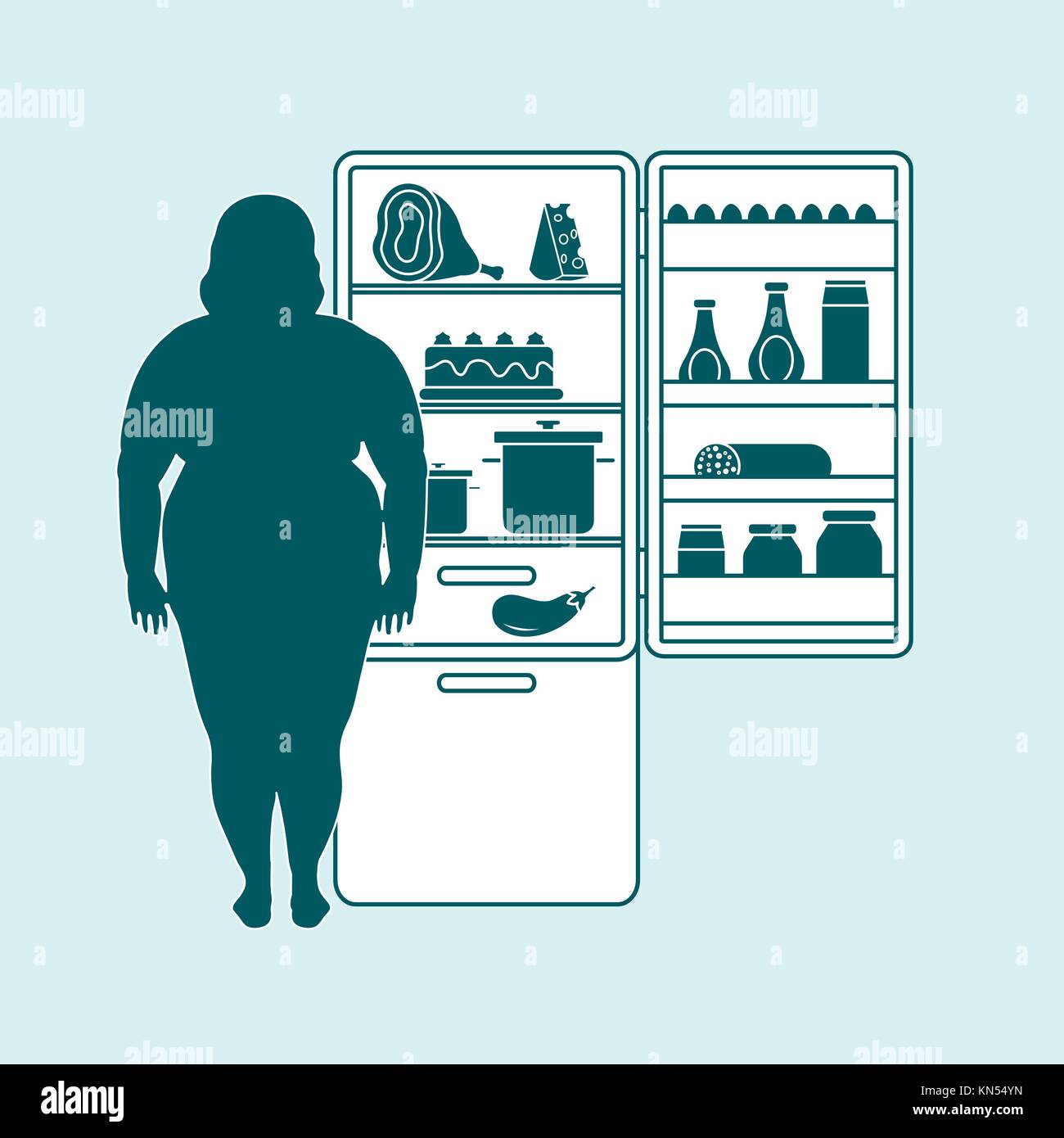 Fat woman eating fridge hi-res stock photography and images - Alamy