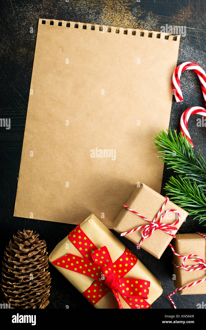 Piece of paper for christmas wishes, christmas background Stock Photo ...