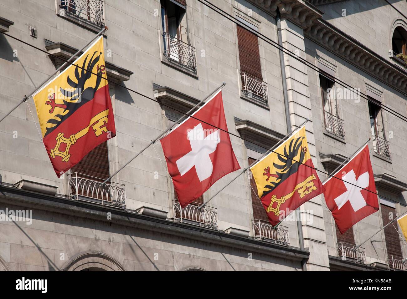 Swiss flags street hi-res stock photography and images - Alamy
