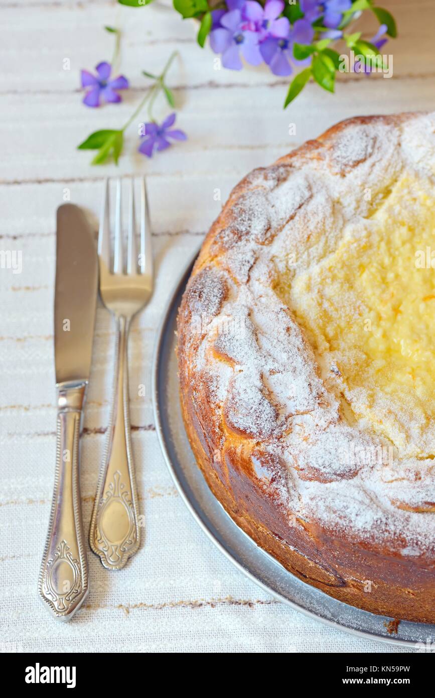 sweet cheese cake with raisins Stock Photo - Alamy