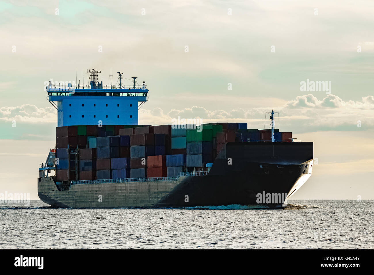 Black container ship. Global logistics and production transfer Stock ...