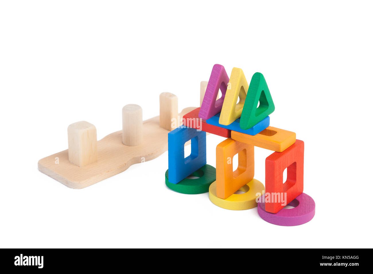 Photo of a wooden toy children's sorter with small wooden details in ...