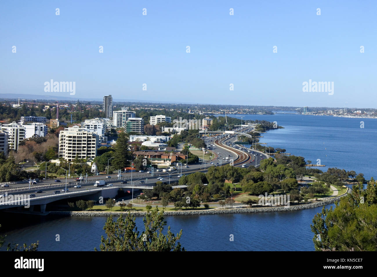 View of South Perth City from Kings Park and Botanical Gardnes Stock ...