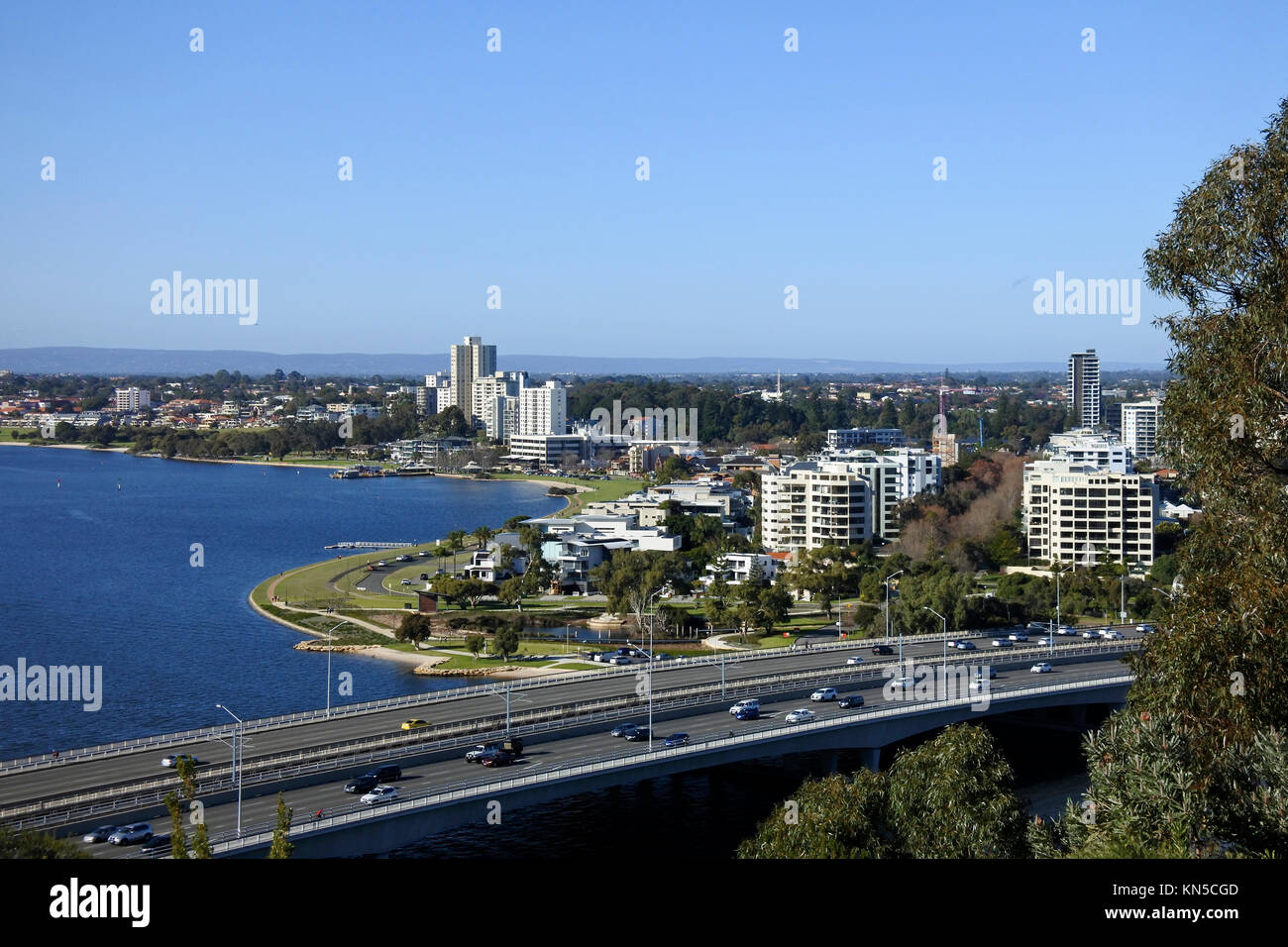 View of South Perth City from Kings Park and Botanical Gardnes Stock ...