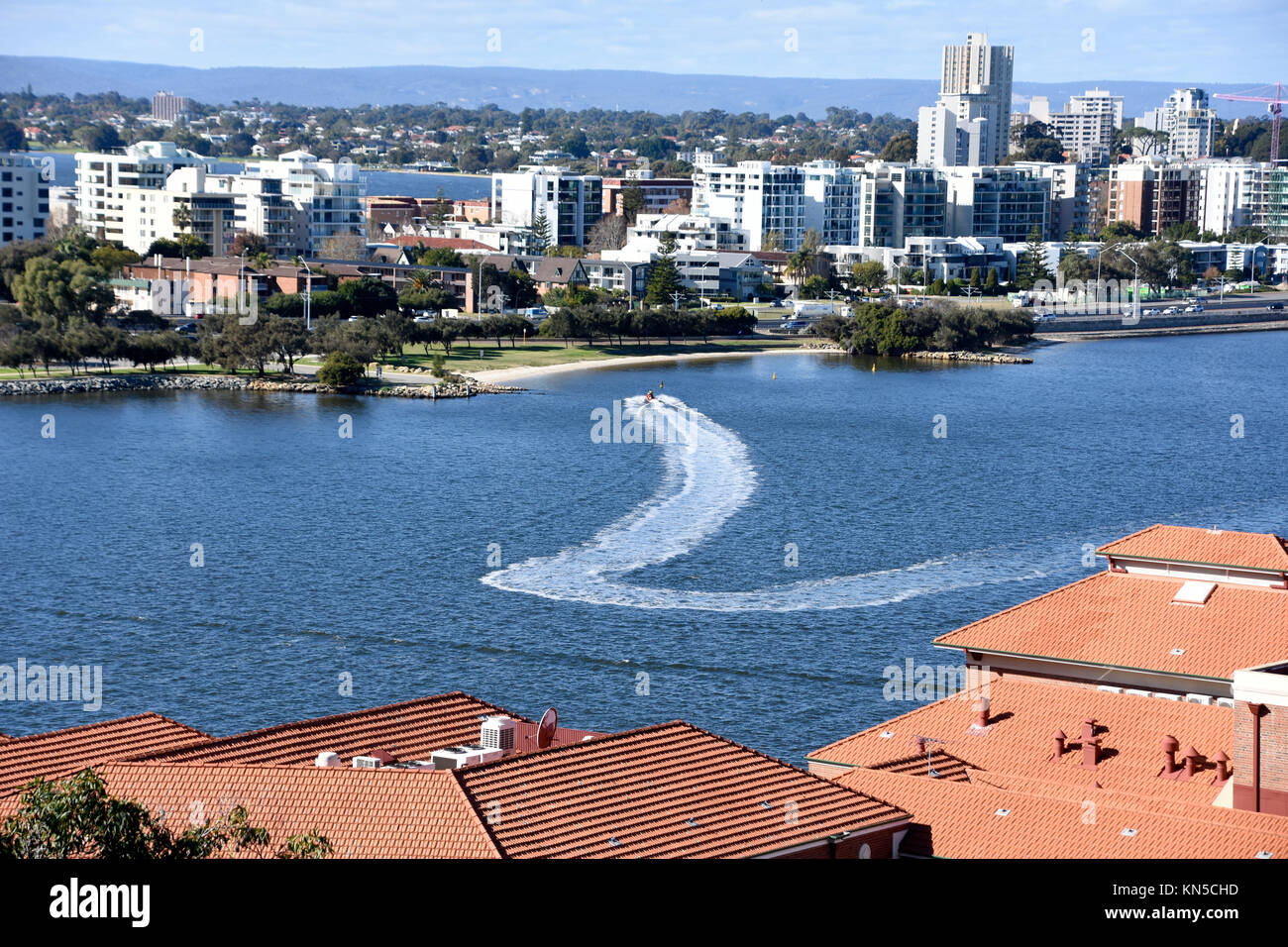 View of South Perth City from Kings Park and Botanical Gardnes with ...