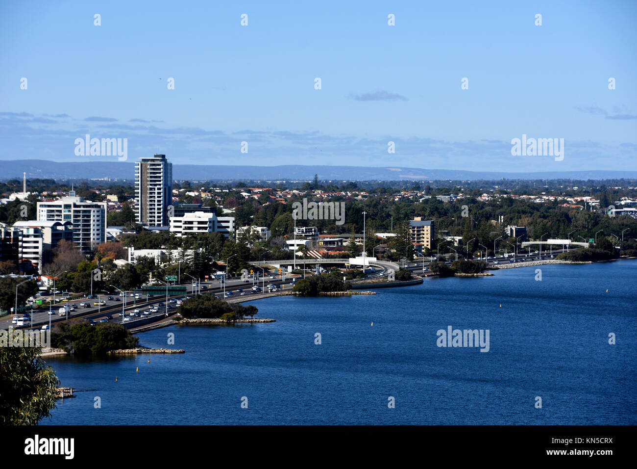 View of South Perth City from Kings Park and Botanical Gardnes Stock ...