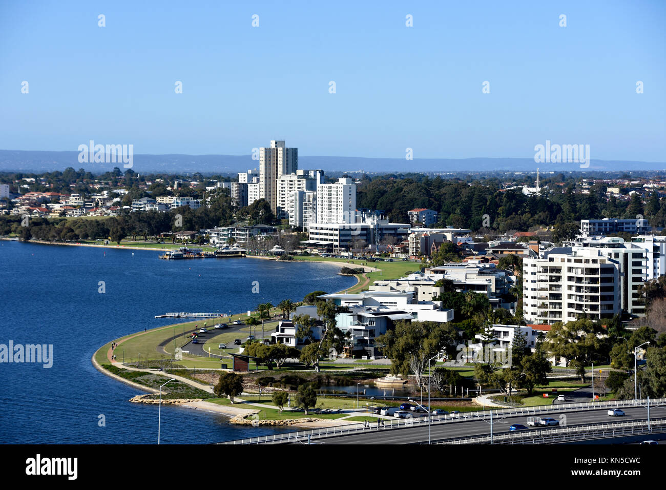 View of South Perth City from Kings Park and Botanical Gardnes Stock ...