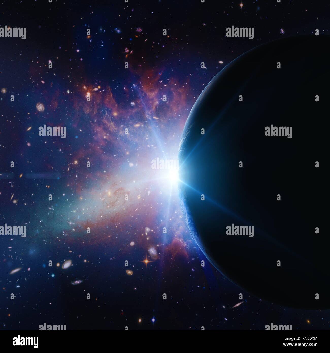 Rising sun under the earth planet hi-res stock photography and images ...