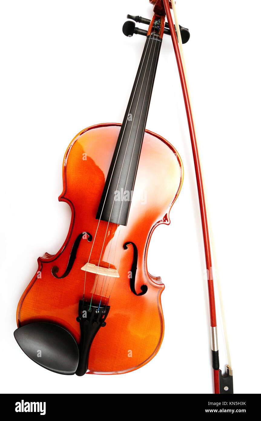 classic violin and bow isolated Stock Photo - Alamy