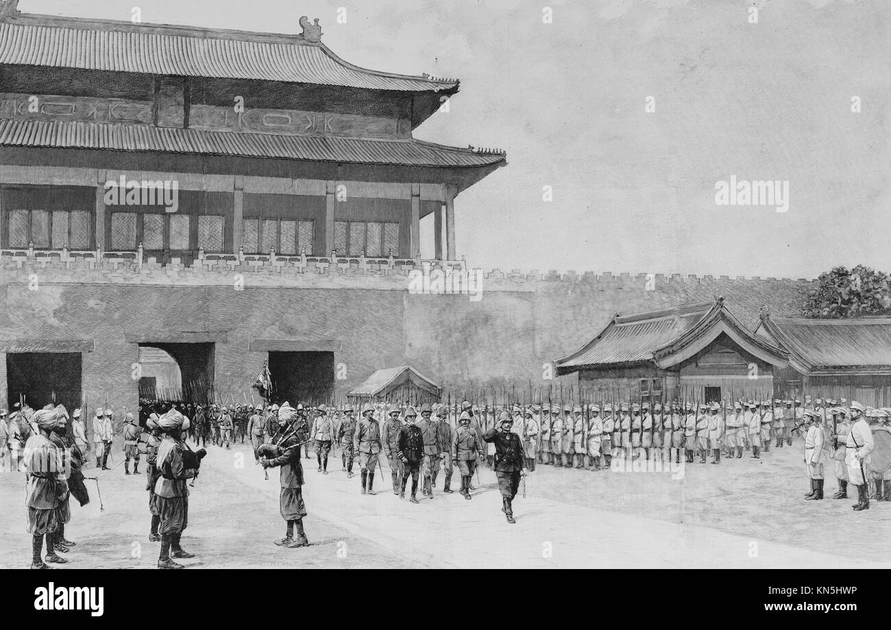 Boxer Rebellion 1900, Military Parade in the Imperial Palace of Beijing ...