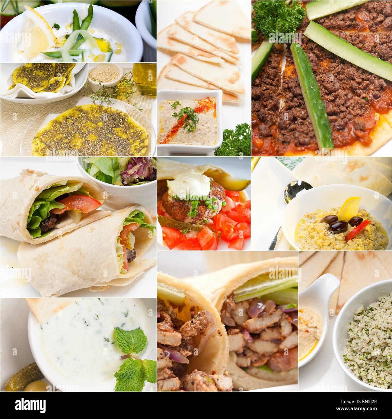 Arab middle eastern food collage collection on white frame Stock Photo ...