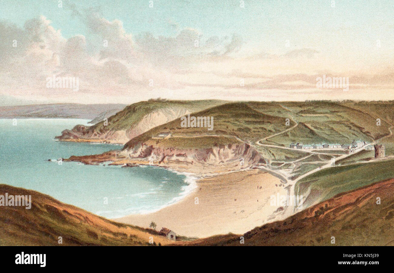 Greve de Lecq, Jersey, Channel Islands, Victorian illustration Stock ... Greve de Lecq, Jersey, Channel Islands, Victorian illustration Stock ...