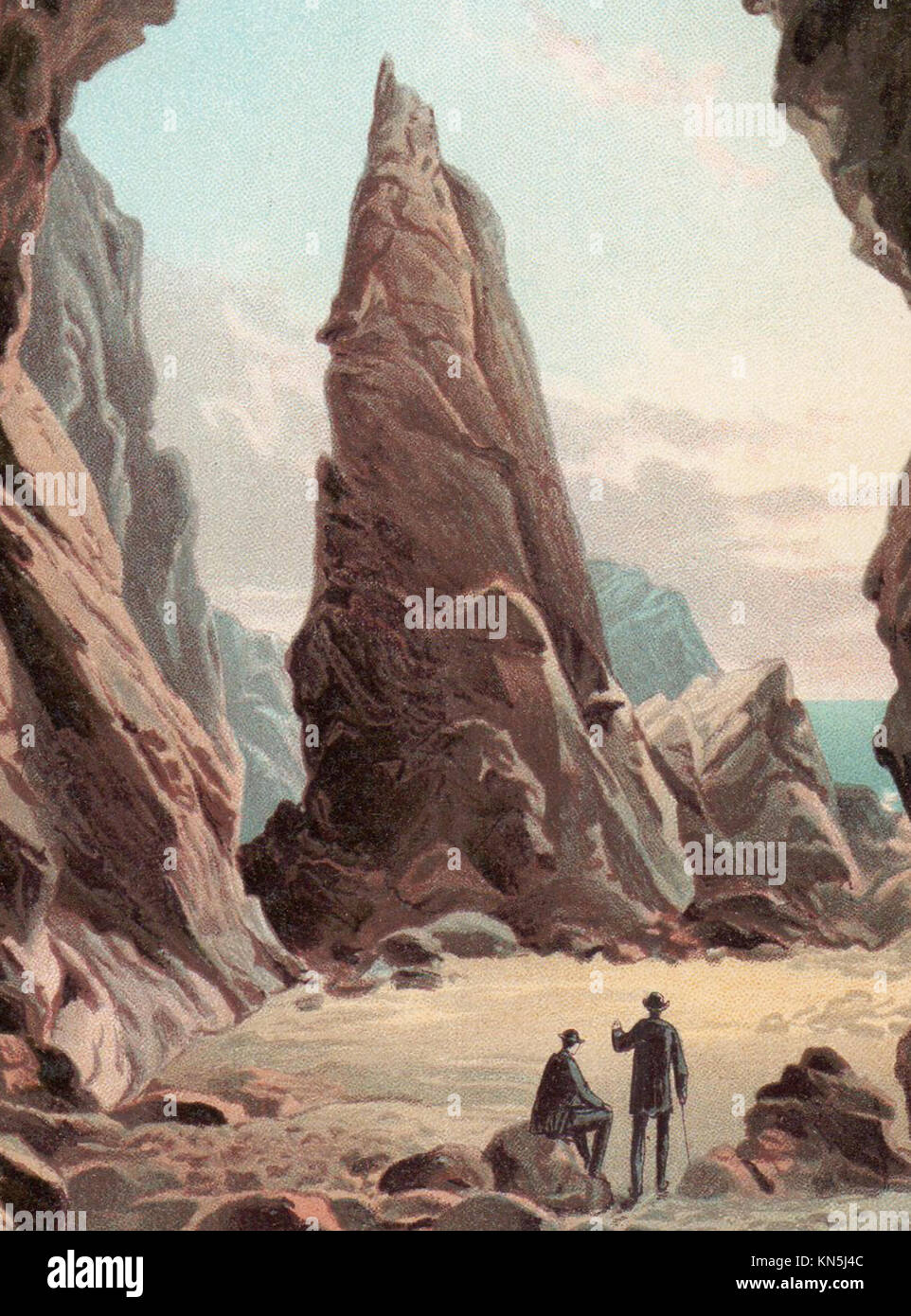 Needle Rock, Jersey, Channel Islands, Victorian illustration Stock ... Needle Rock, Jersey, Channel Islands, Victorian illustration Stock ...