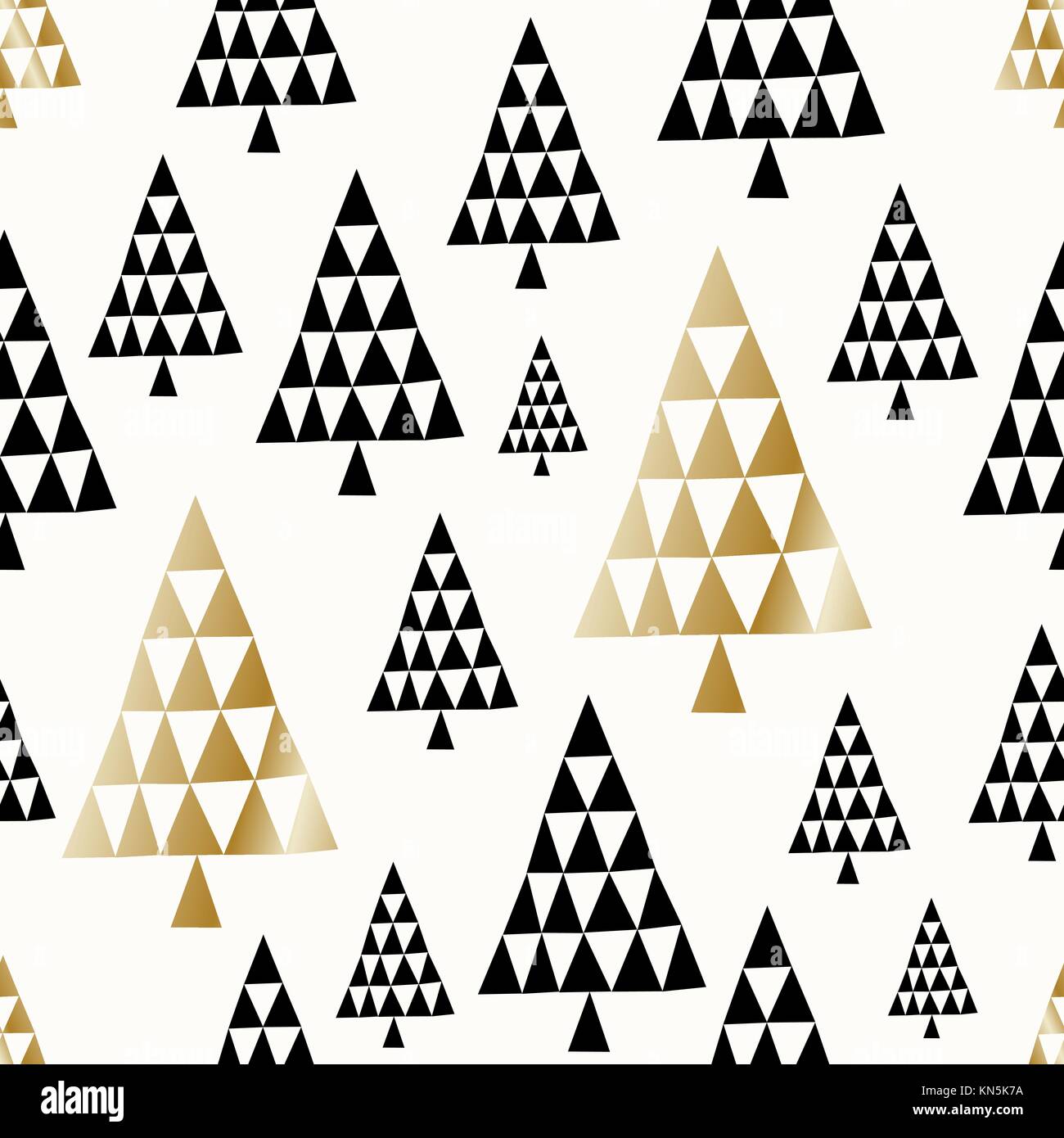 Seamless repeating pattern with Christmas trees in black and gold on ...