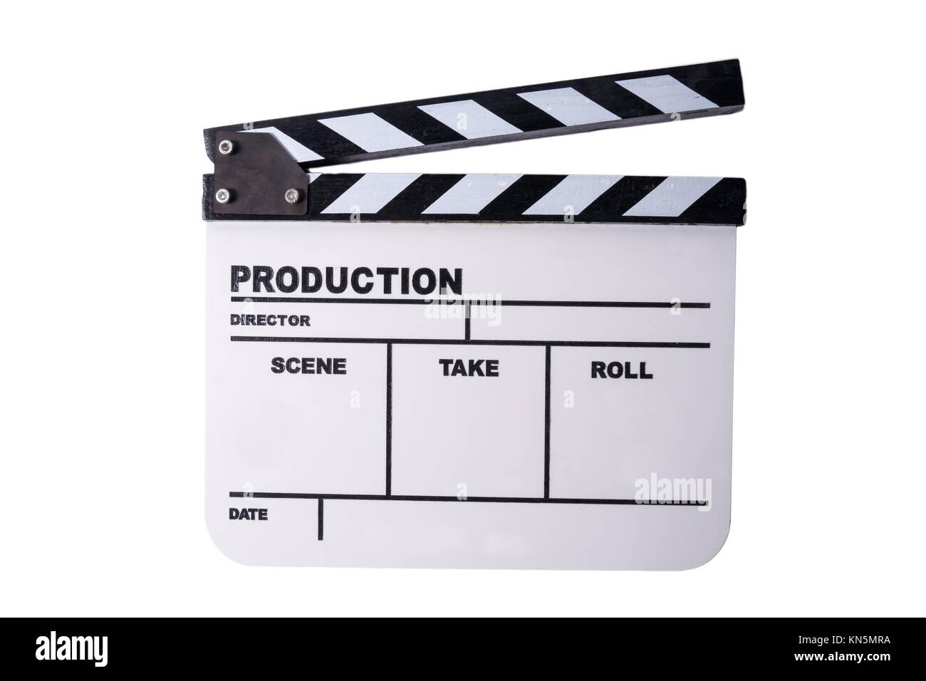 clapper board on white background Stock Photo - Alamy