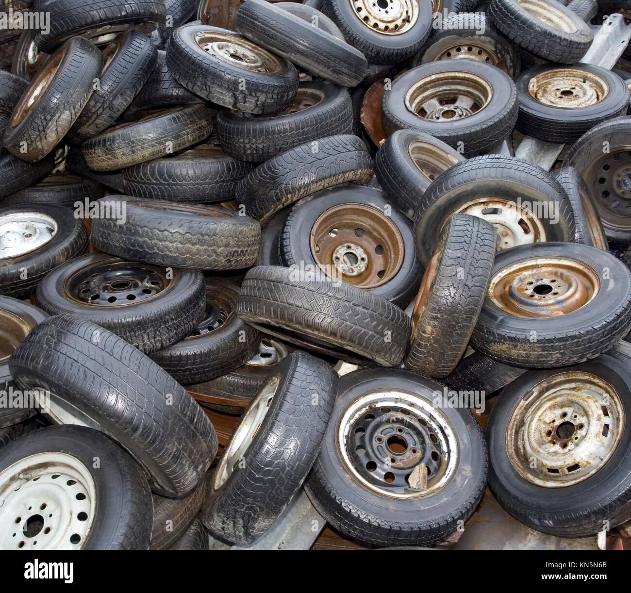 Old tyres junk yard background hi-res stock photography and images - Alamy