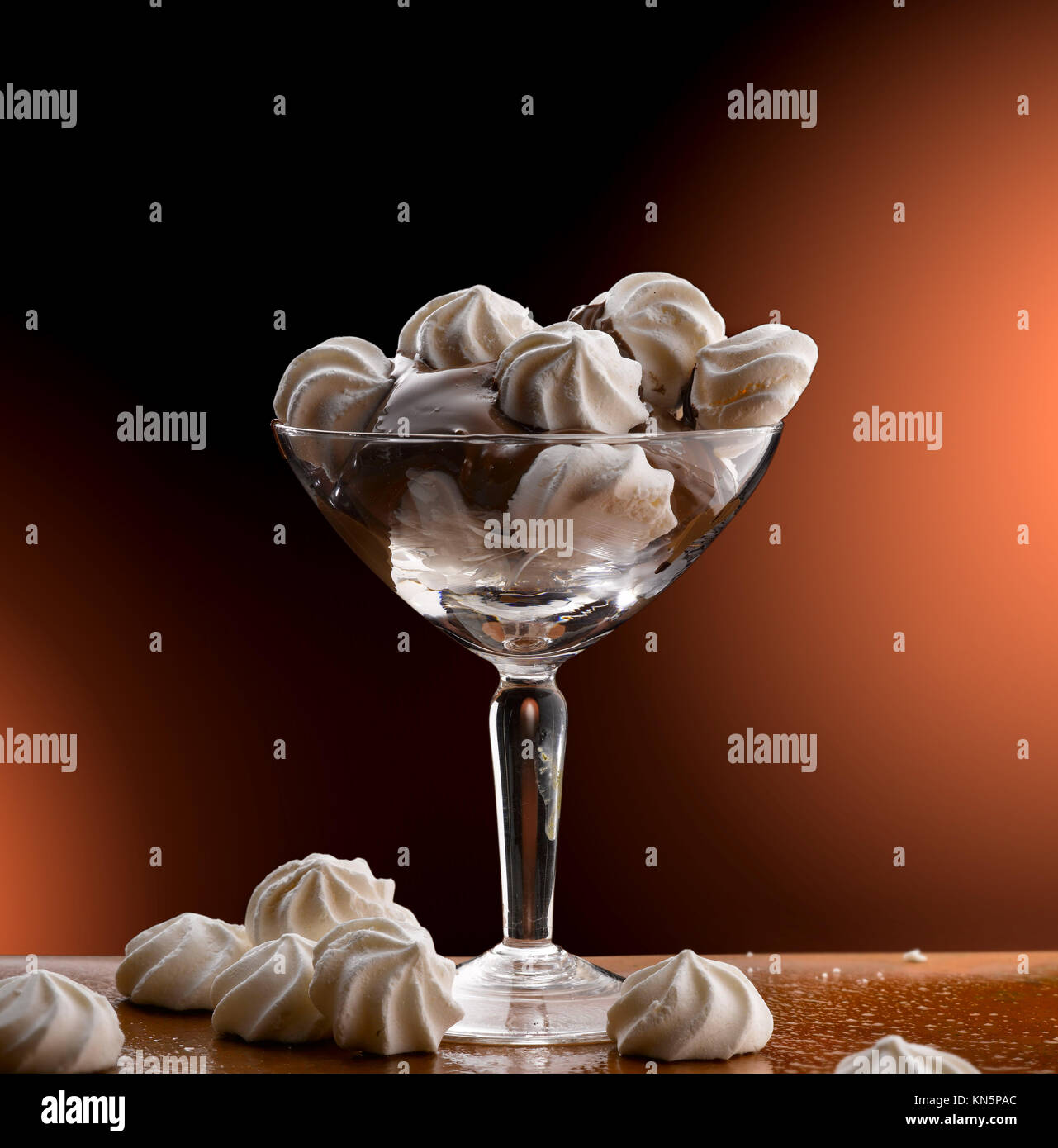delicious frothy meringues, and chocolate Stock Photo - Alamy