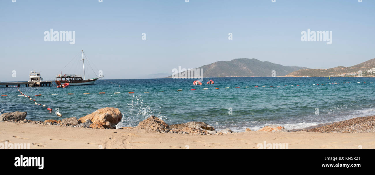 Bodrum Anatolia nice view of the sea. Beach Bodrum Anatolia with sand ...
