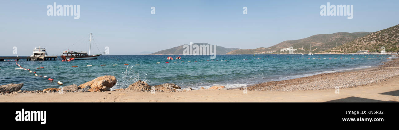 Bodrum Anatolia nice view of the sea. Beach Bodrum Anatolia with sand ...