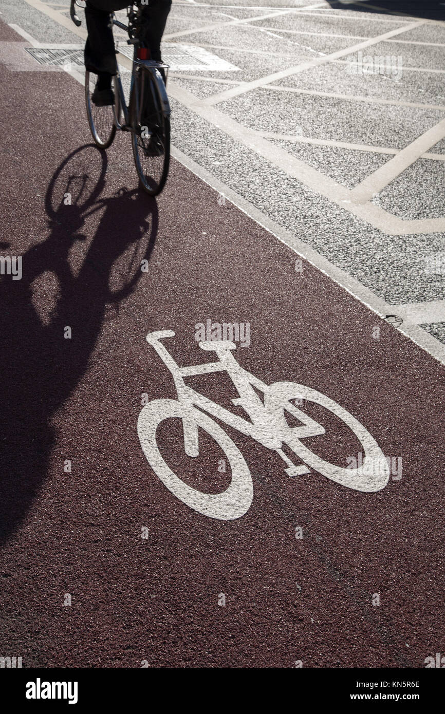 Cycle Lane with Cyclist in Dublin, Ireland Stock Photo - Alamy