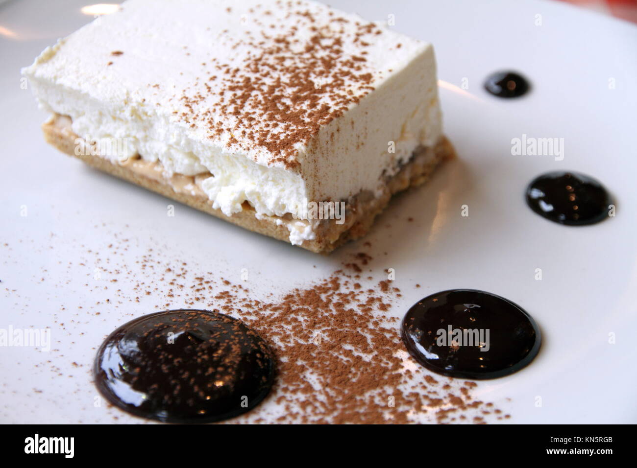 Cheese tart with chocolate on plate Chester England Stock Photo - Alamy