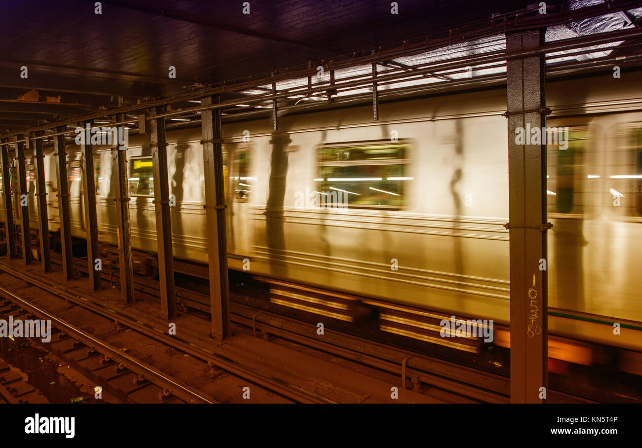 Subway platform moving train new york hi-res stock photography and ...