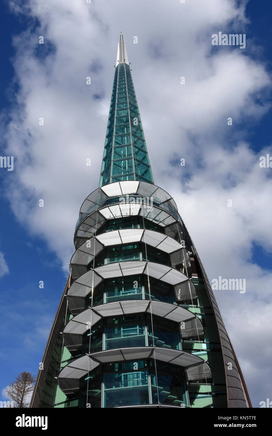 The Bell Tower Home of the swan bells with clouds and sun behhind Stock ...