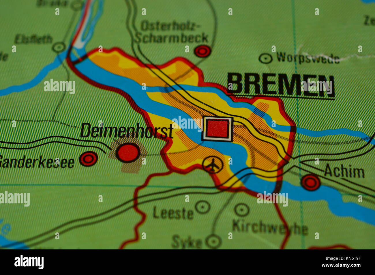 City name BREMEN on a map Stock Photo - Alamy
