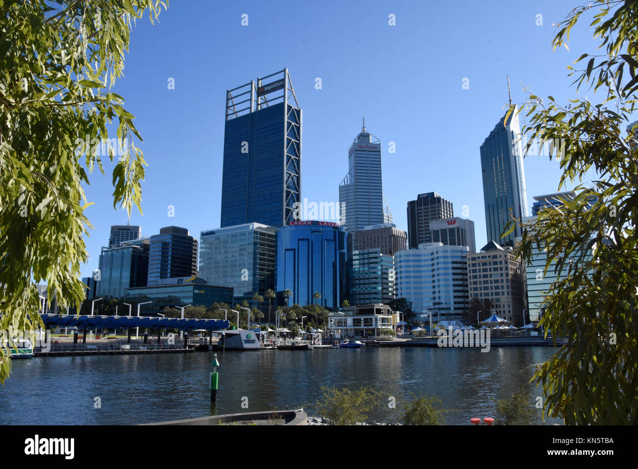 Business District Buildings with a water front view Stock Photo - Alamy