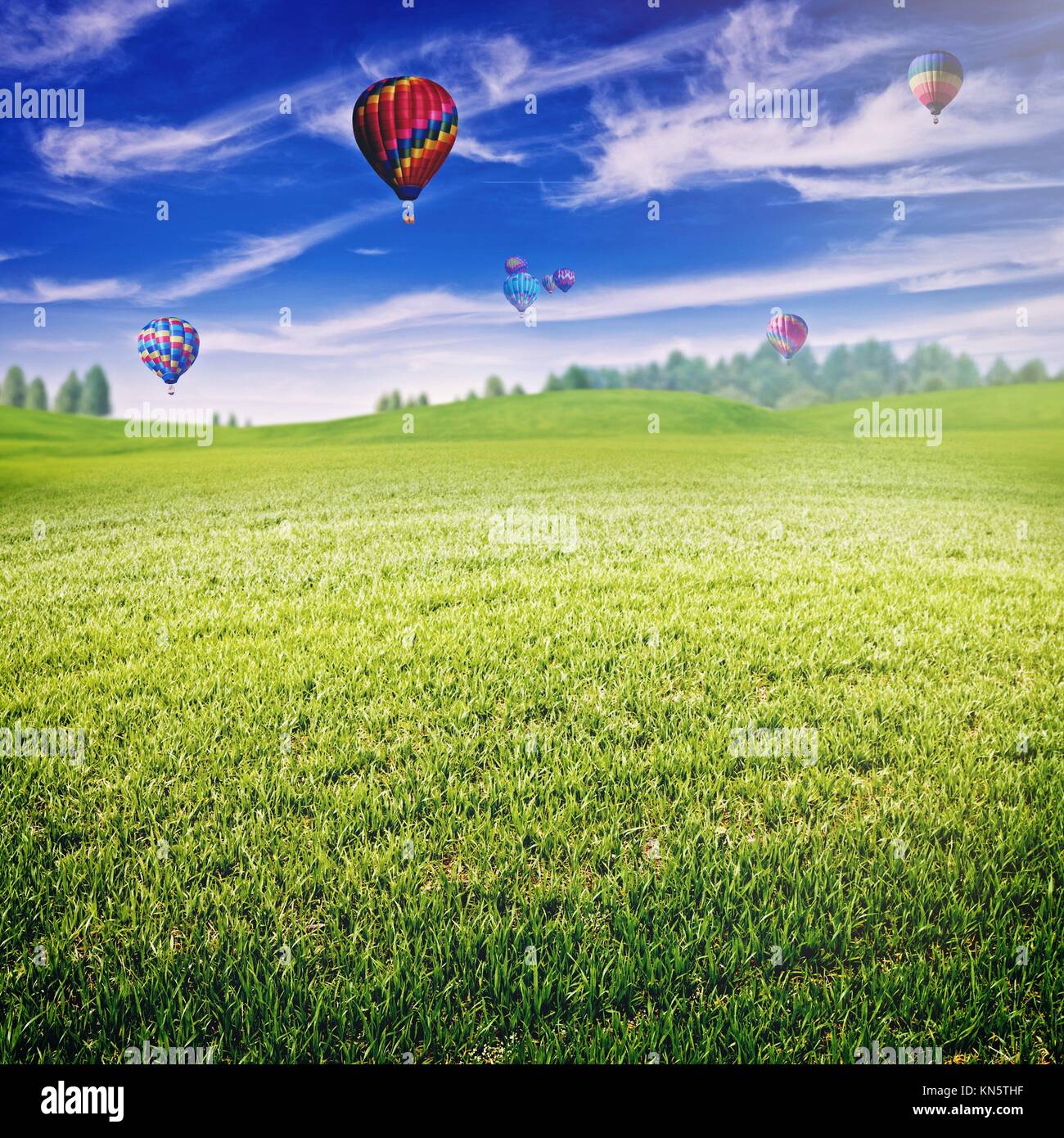 Hot air balloon rural field hi-res stock photography and images - Alamy