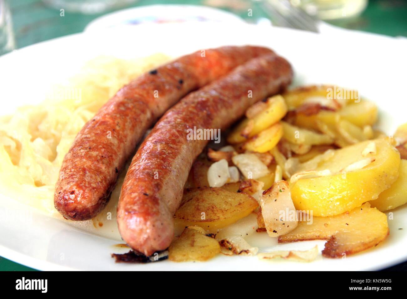 Sausages Austrian dish Grinzing Austria Stock Photo - Alamy