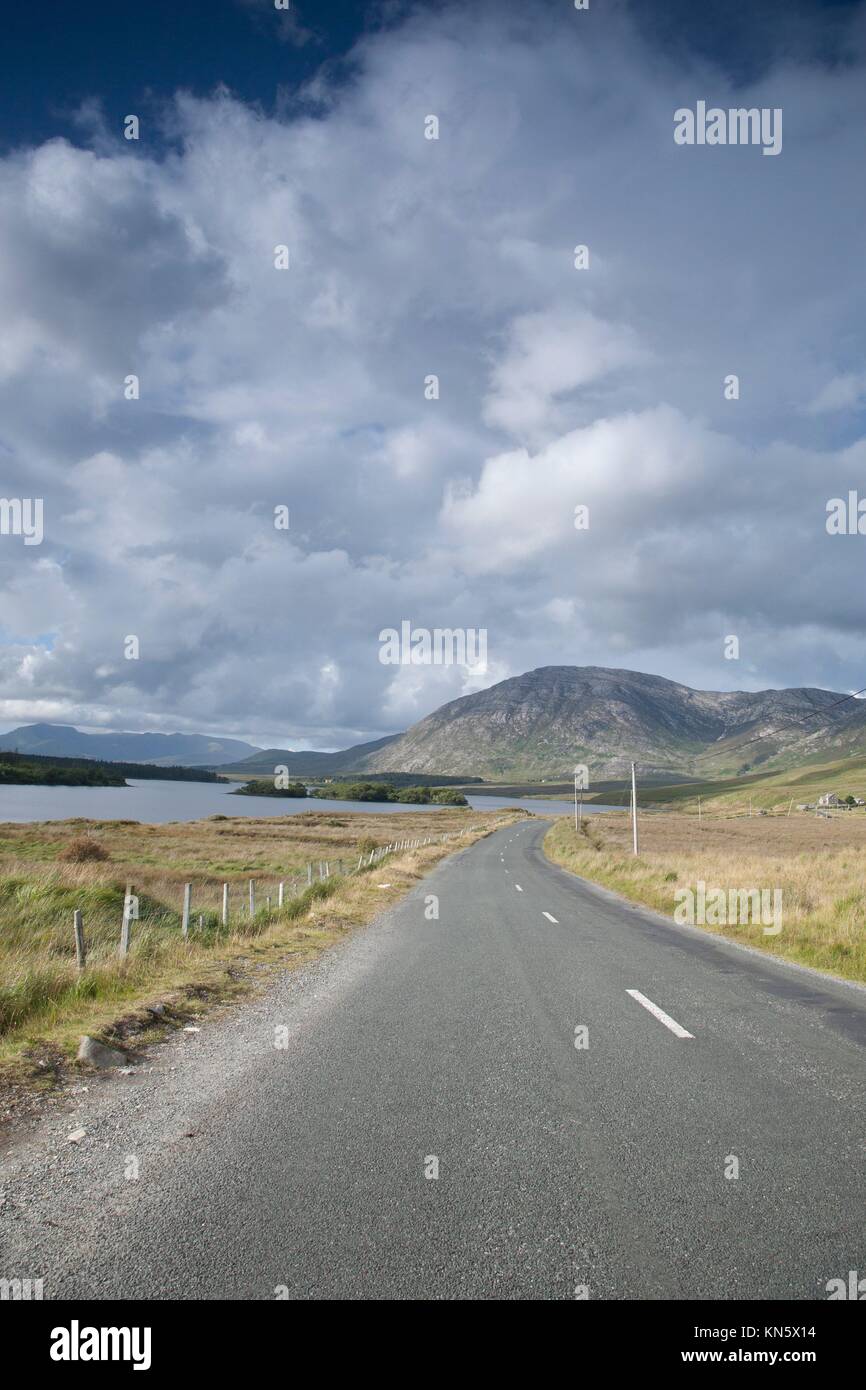 Open Road in Connemara National Park, County Galway, Ireland Stock ...