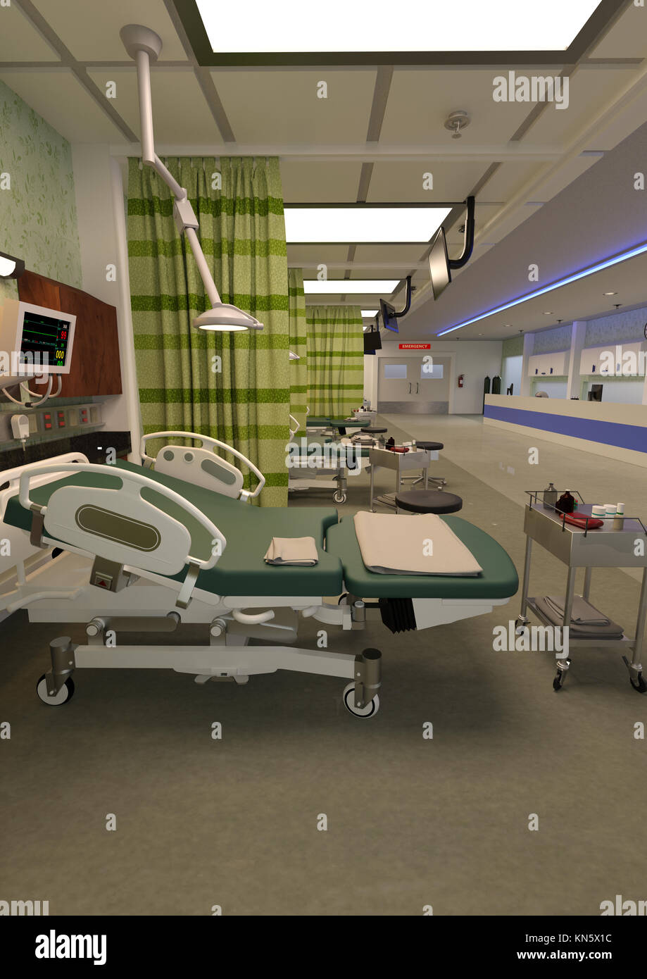 3D rendering of an empty emergency room Stock Photo - Alamy