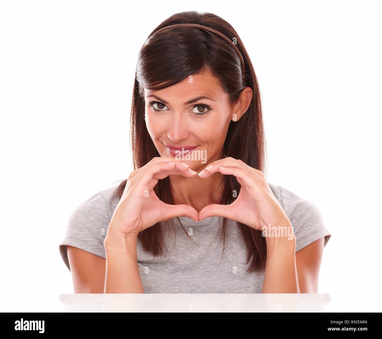 Woman face front view smile hi-res stock photography and images - Alamy