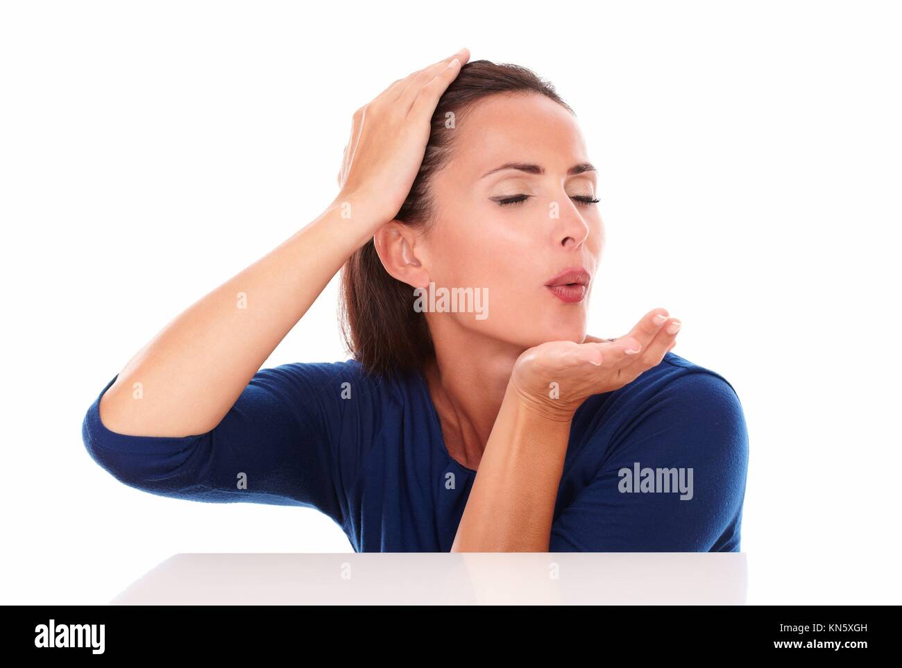 Woman Palm Up Eyes Closed High Resolution Stock Photography and Images ...