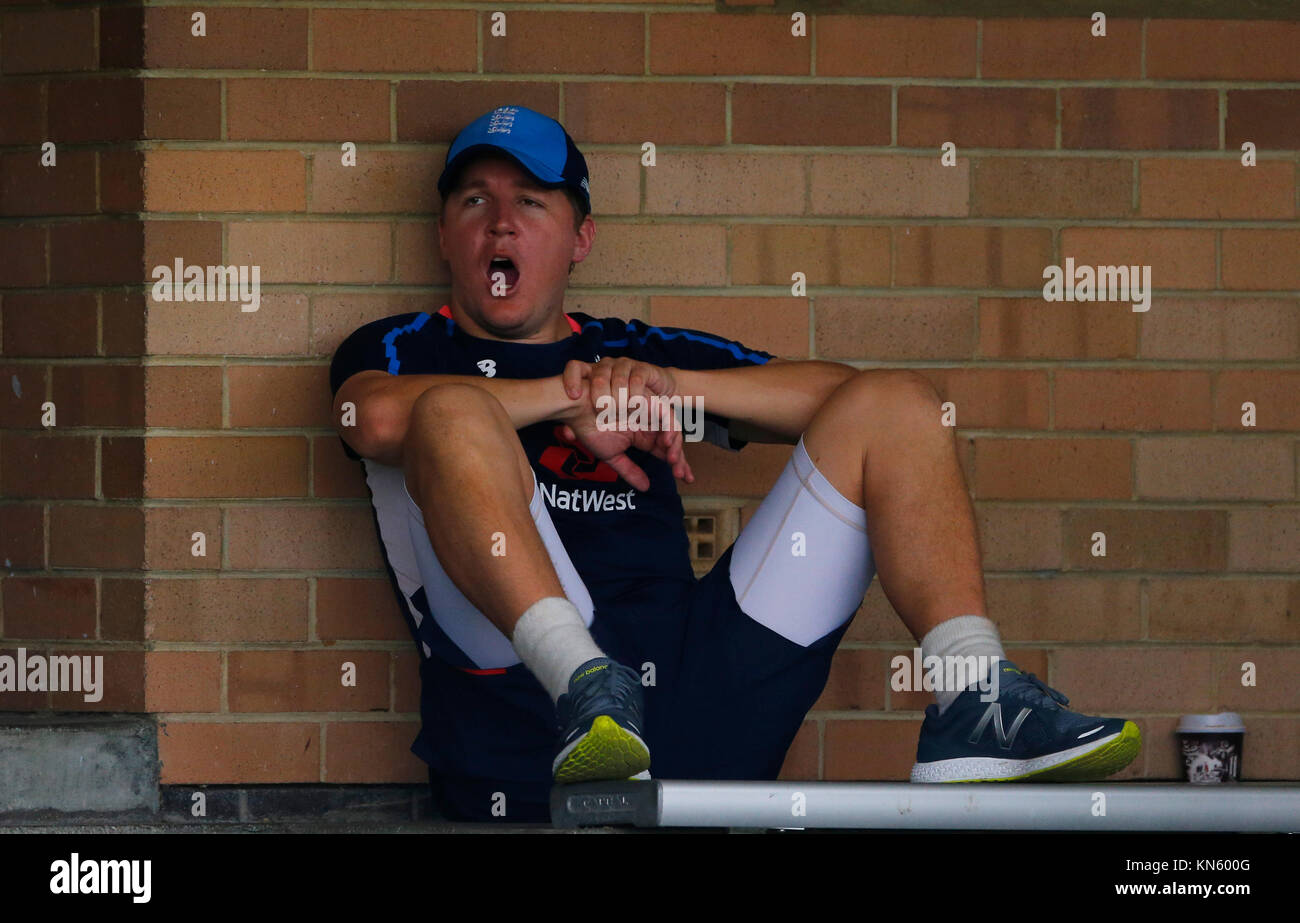 England's Gary Ballance looks on from the dressing sheds after being ...