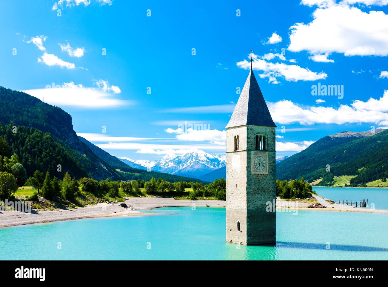 Sunken church tower in lake hi-res stock photography and images - Alamy