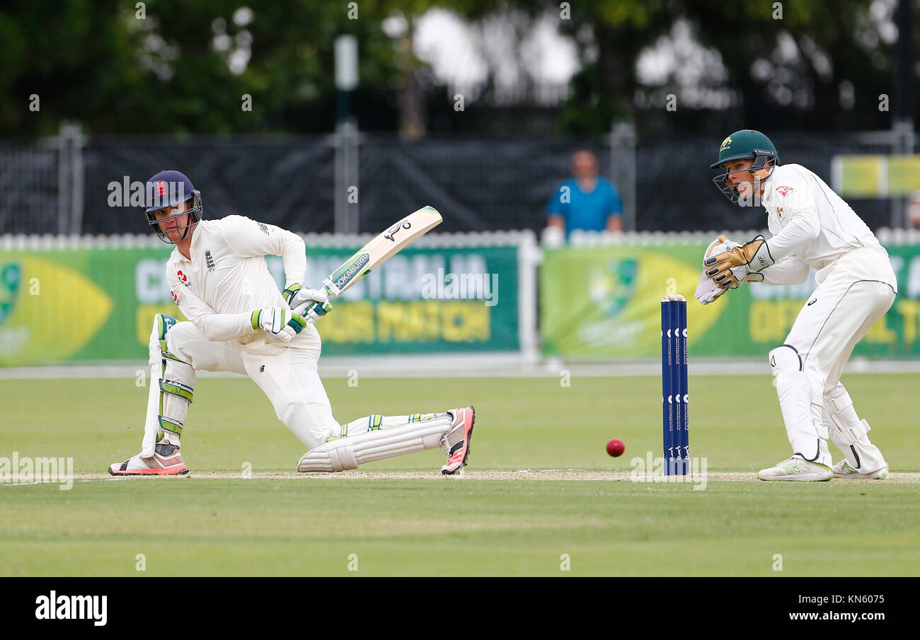 England's Keaton Jennings plays a reverse sweep shot during day one of ...