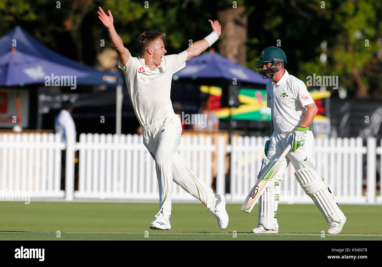 England's Tom Curran appeals for a wicket during day one of the Tour ...