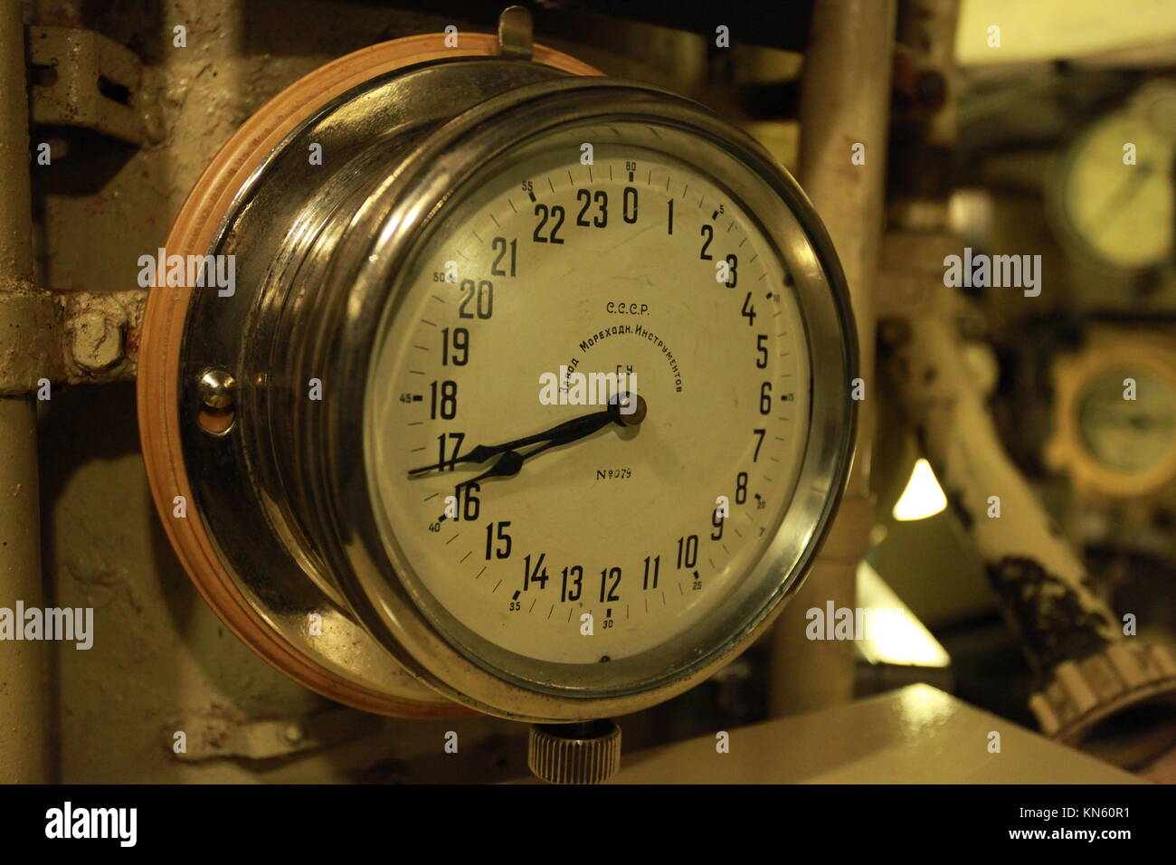 Marine chronometer on board of the submarine Stock Photo - Alamy