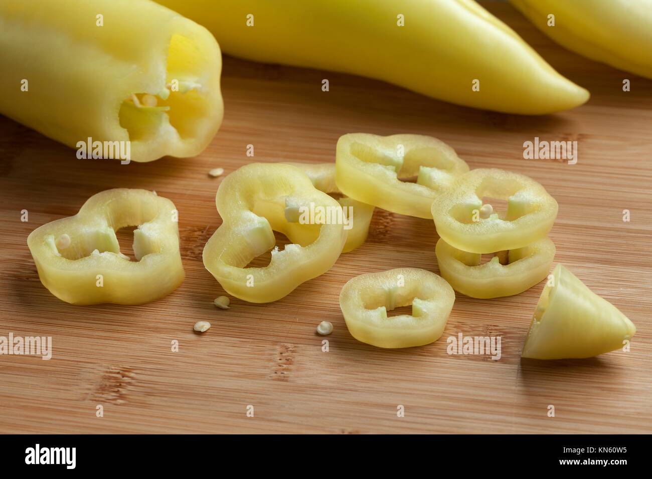 Fresh raw yellow turkish pepper in slices Stock Photo - Alamy