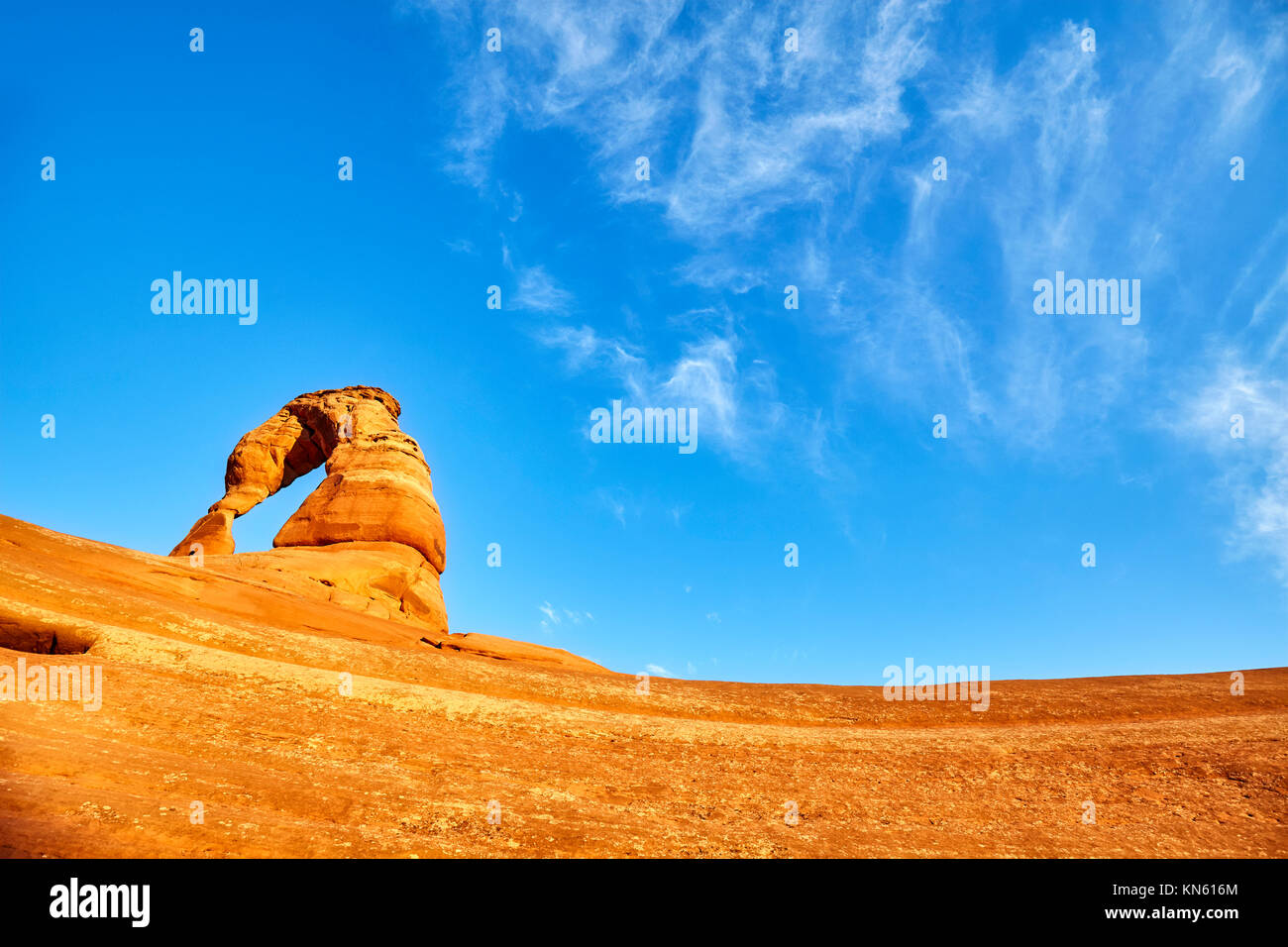 Delicate Arch at sunset, Arches National Park, Utah, USA Stock Photo ...