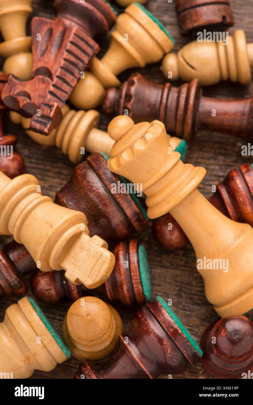 Set of chess pieces in a pile Stock Photo - Alamy